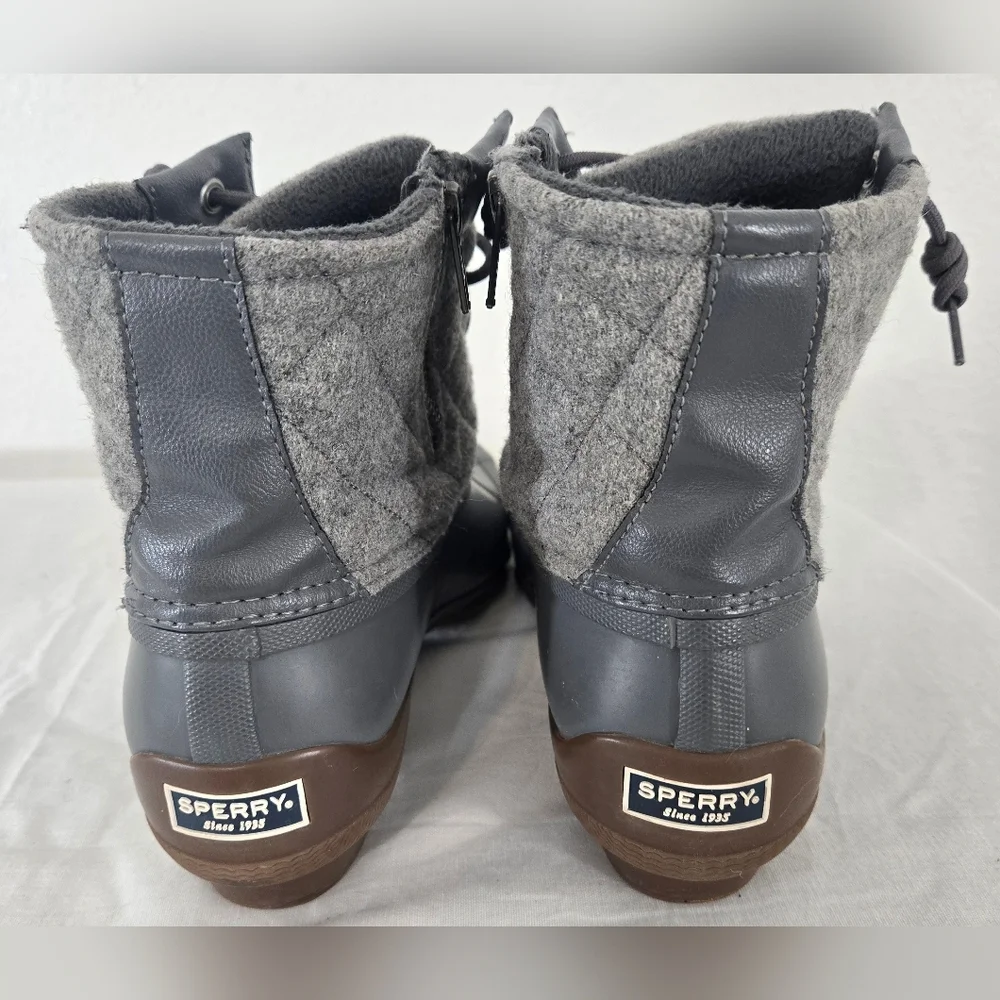 Sperry | Shoes | Sperry Syren Gulf Wool Quilt Duck Boots Lace Up Gray ...